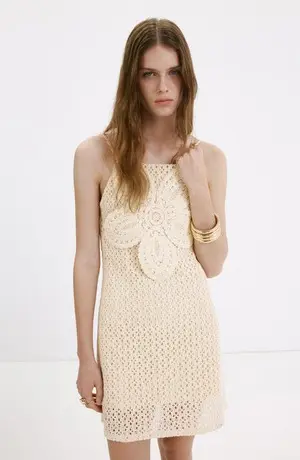 Mango Hibisco Crochet Flower Minidress