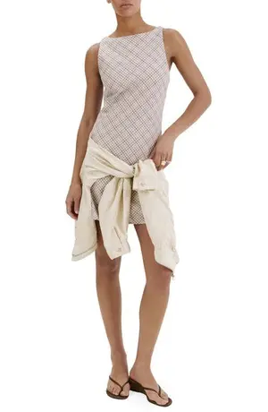 Mango Fondi Plaid Open Back Minidress - Ecru
