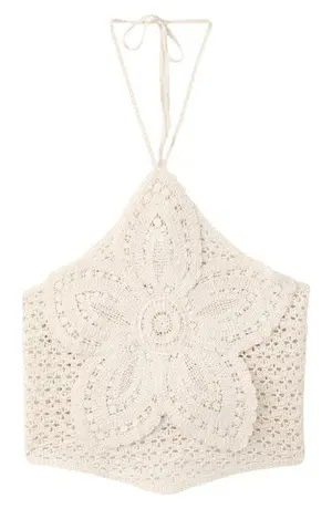 Mango Hibisco Floral Crochet Halter Top
