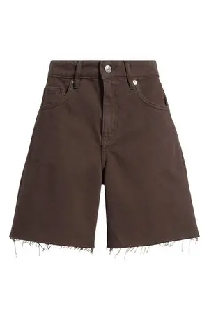 Mango Raw Edge Hem Denim Bermuda Shorts