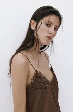 Mango Zoe Cutwork Lace Detail Minidress