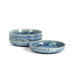 MOMENI Hanami Stoneware Pasta Bowl Set - Blue