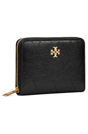 Tory Burch Charlie Quilted Small Zip Around Leather Wallet