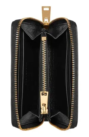 Tory Burch Charlie Quilted Small Zip Around Leather Wallet - Black