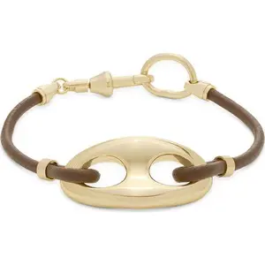 Ramy Brook Azurra Leather And Brass Bracelet