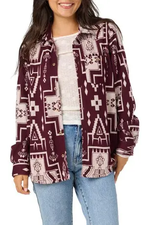 O'Neill Jorgina Plaid Long Sleeve Knit Top - Fig