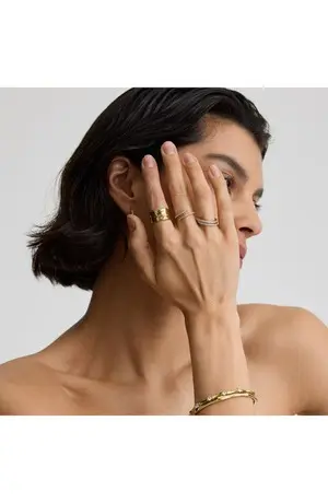 D.LOUISE Textured Goldtone Band Ring