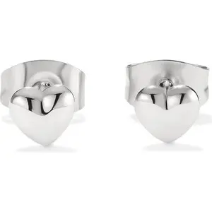 D.LOUISE Mini Heart Stud Earrings - Silver