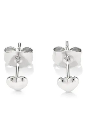 D.LOUISE Mini Heart Stud Earrings - Silver