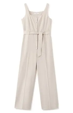Mango Sleeveless Linen Blend Jumpsuit