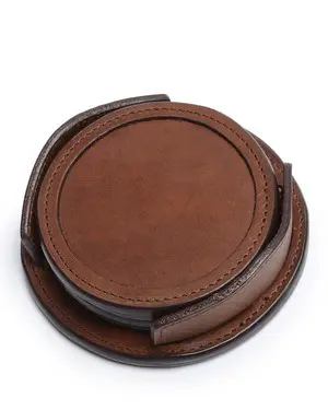 KORCHMAR Frost Leather Coaster Set - Espresso