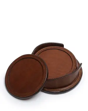 KORCHMAR Frost Leather Coaster Set - Espresso