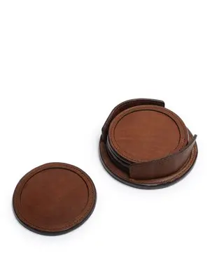KORCHMAR Frost Leather Coaster Set - Espresso