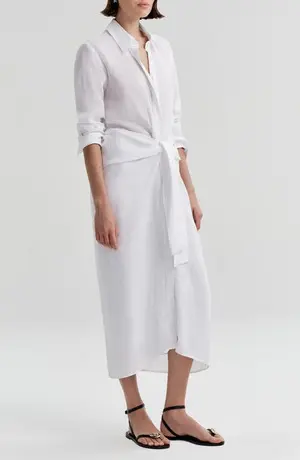A.L.C. Mila Tie Waist Maxi Shirtdress - White