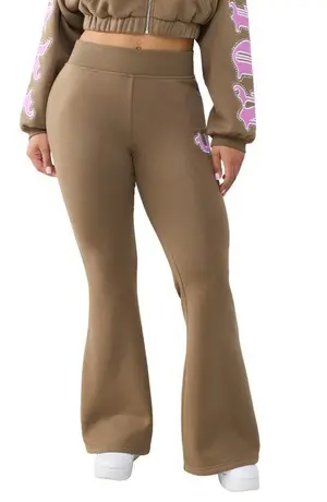 True Religion Crystal Embellished Flare Pants - Shitake