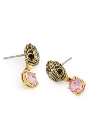 Kurt Geiger Small Eagle Stone Drop Earrings - Pink