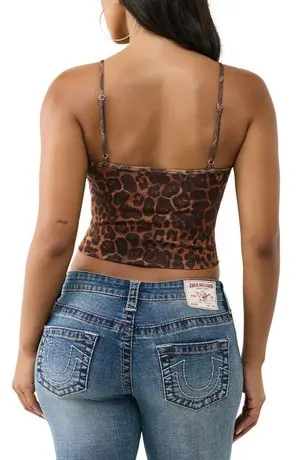 True Religion Crystal Logo Print Cropped Camisole Tank