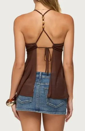 EDIKTED Beaded Back Tie Camisole