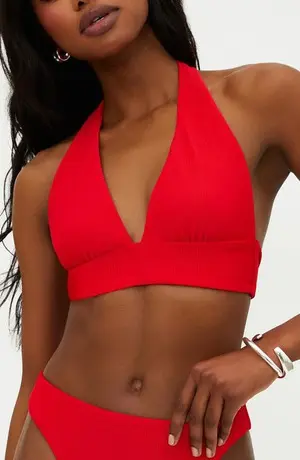 Beach Riot Laurel Halter Bikini Top - Red