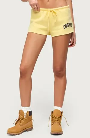 EDIKTED Drawstring Micro Shorts - Yellow