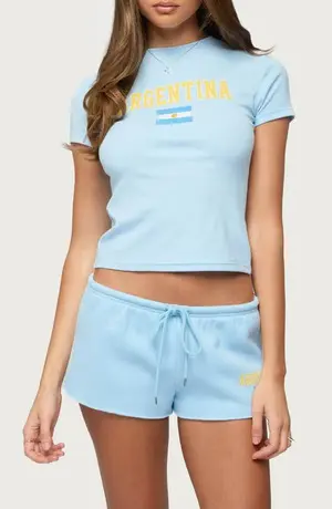 EDIKTED Argentina T-shirt - Light-blue
