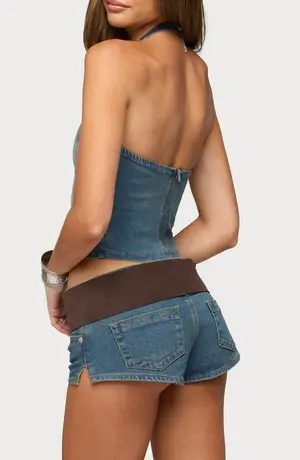 EDIKTED Cecie Denim Halter Top