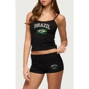 EDIKTED Brazil Rhinestone Crop Camisole