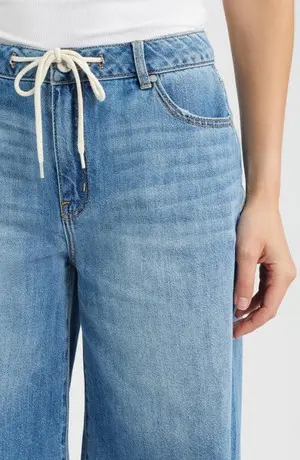 1822 Denim Raw Hem Long Denim Shorts