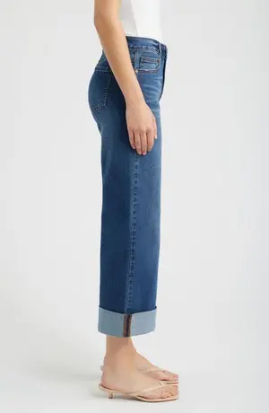 1822 Denim High Waist Rolled Cuff Wide Leg Jeans