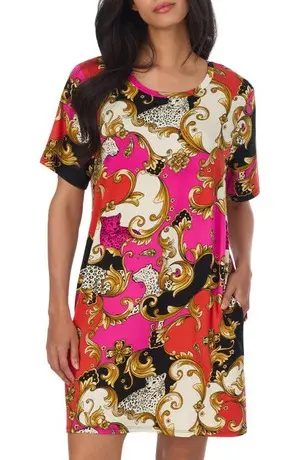 ROOM SERVICE Short Sleeve Nightshirt - Multi