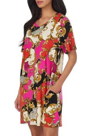 ROOM SERVICE Short Sleeve Nightshirt - Multi