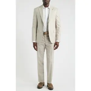 JACK VICTOR 250th Capsule Mason Regular Fit Tan Mélange Windowpane Check Super 150s Wool Suit - Sand