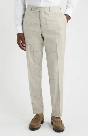 JACK VICTOR 250th Capsule Mason Regular Fit Tan Mélange Windowpane Check Super 150s Wool Suit