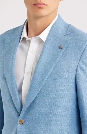 JACK VICTOR Unconstructed Slub Wool & Silk Blend Sport Coat