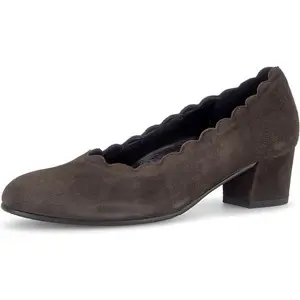 Gabor Scalloped Block Heel Pumps - Mocca