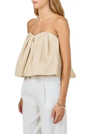 Endless Rose Strapless Pintuck Sweetheart Neck Top