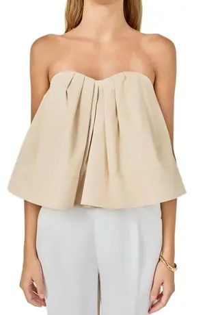 Endless Rose Strapless Pintuck Sweetheart Neck Top