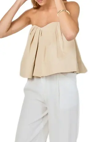Endless Rose Strapless Pintuck Sweetheart Neck Top