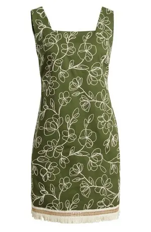 TAHARI ASL Floral Embroidered Sheath Minidress