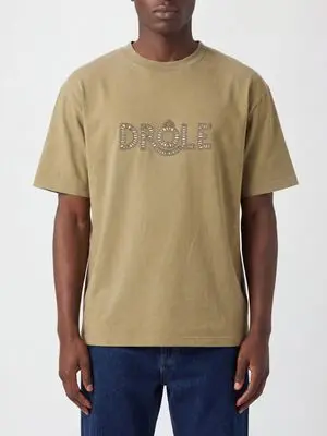 Drole De Monsieur Cotton Crewneck T-shirt With A Contrasting Front Logo Print - Brown