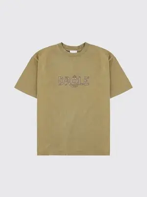 Drole De Monsieur Cotton Crewneck T-shirt With A Contrasting Front Logo Print - Brown