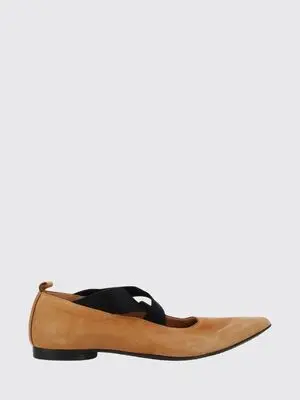UMA WANG Mary Jane Ballet Flats In Aged Leather - Beige