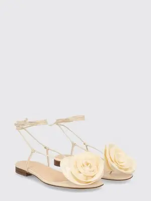 Magda Butrym Leather Thong Sandals With Flower Appliqué And Ankle-tie Straps