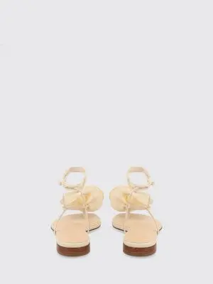 Magda Butrym Leather Thong Sandals With Flower Appliqué And Ankle-tie Straps