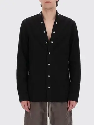 Rick Owens Long-sleeved V-neck Cotton Shirt With Button Closure Black