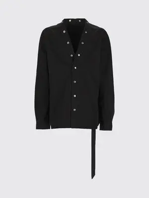 Rick Owens Long-sleeved V-neck Cotton Shirt With Button Closure