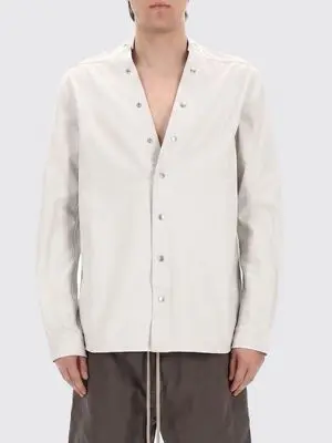Rick Owens Long-sleeved V-neck Cotton Shirt With Button Closure - White