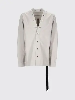 Rick Owens Long-sleeved V-neck Cotton Shirt With Button Closure