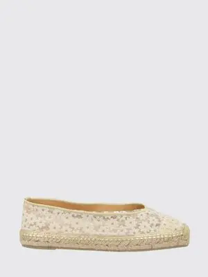 CastaÑer Paoli Raffia Espadrilles With Floral Embroidery And Low Heel - Beige
