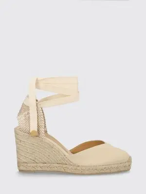 CastaÑer Chiara High Wedge Espadrilles In Cotton Canvas With Ankle Tie Fastening - Ivory
